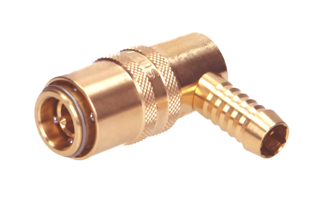 90° quick coupling socket for injection molds with hose end and valve ...